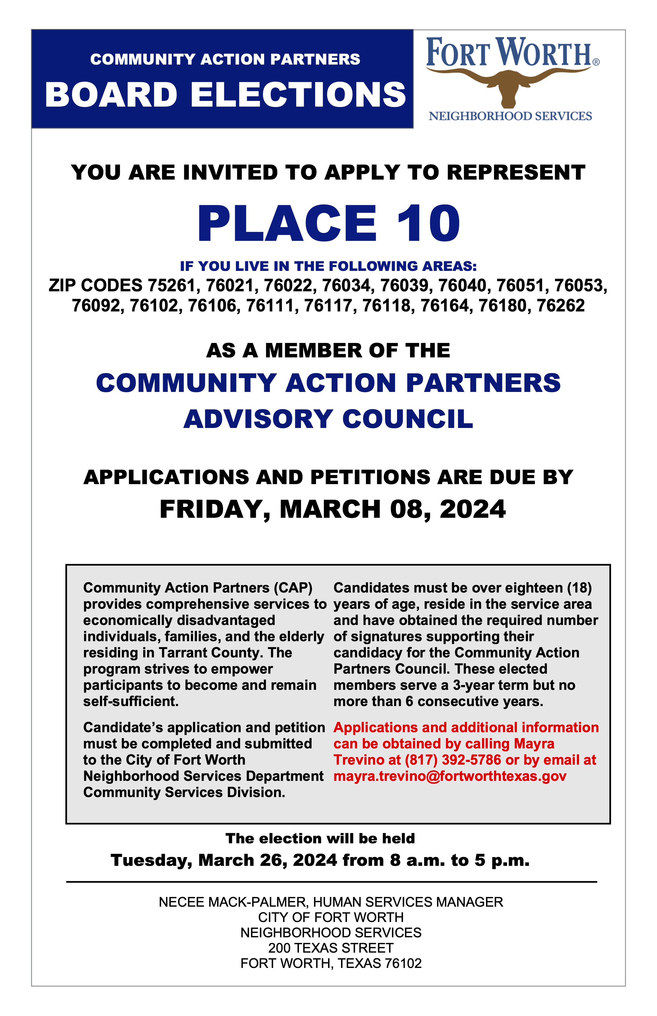 CAP Advisory Council – Welcome to the City of Fort Worth