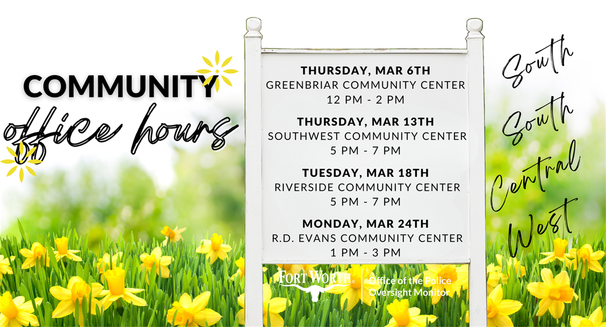 Community Office Hours - March 18th – Welcome to the City of Fort Worth
